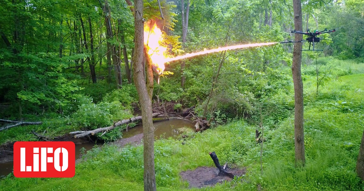 Ένα φλογοβόλο drone εκτοξεύει φωτιά σε απόσταση επτά μέτρων | LiFO