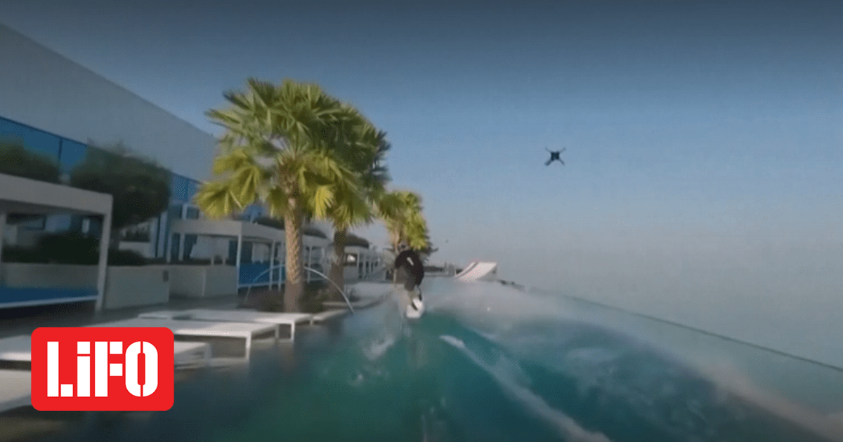 Ντουμπάι: Έκανε σερφ σε πισίνα ουρανοξύστη και πτώση με αλεξίπτωτο, από τα 300 μ. | LiFO