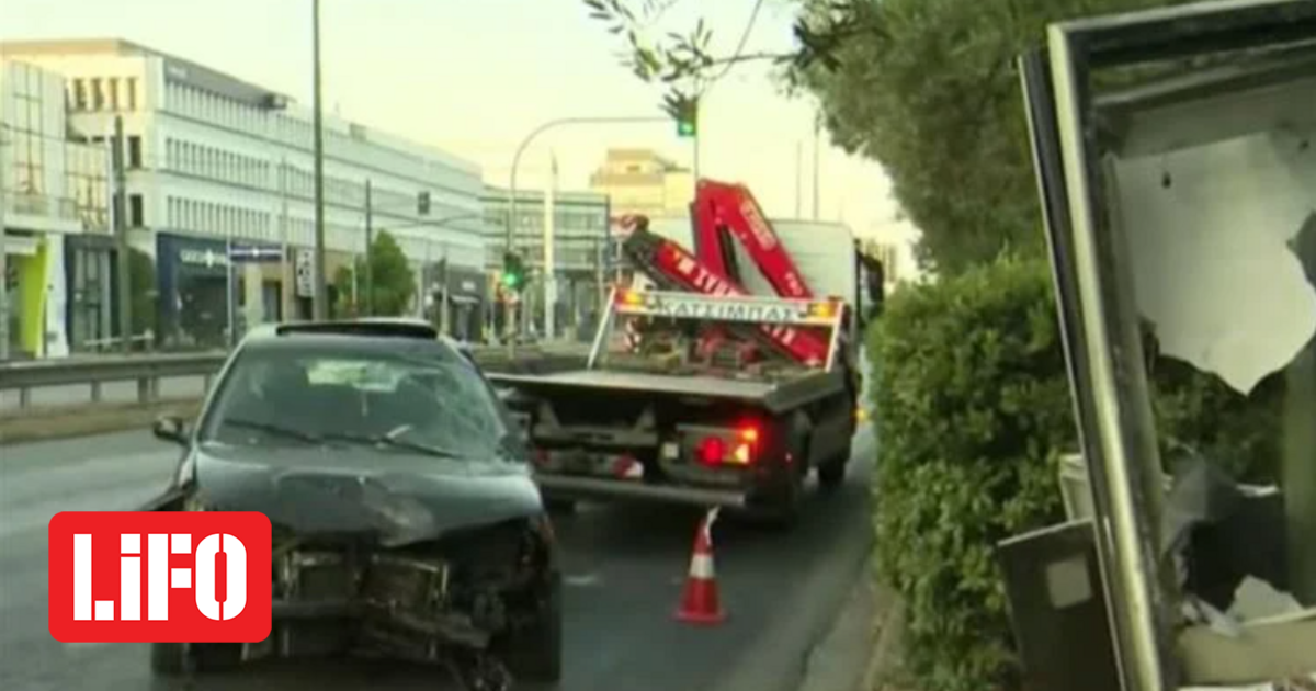 Τροχαίο στην Κηφισιας: Αυτοκίνητο έπεσε σε στάση λεωφορείων | LiFO