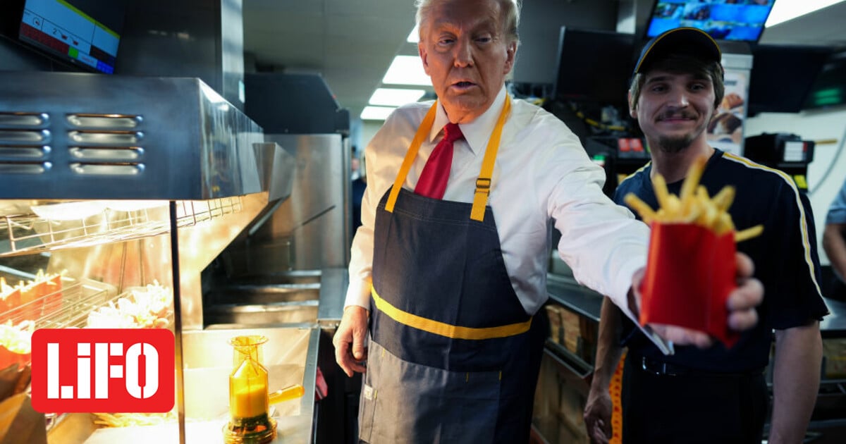 «Πατάτες; Coca-cola;»: Ο Τραμπ φόρεσε ποδιά και σέρβιρε στα ...